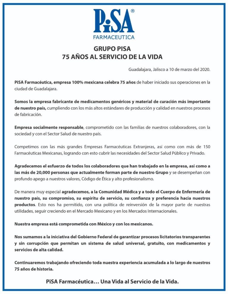 Laboratorios PiSA, 75 años de compromiso total con la salud y la ...